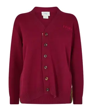 Fendi Embroidered Logo V-neck Cardigan