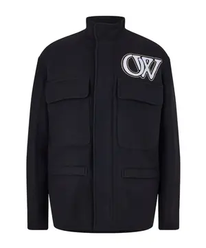 Off-White Stand Collar Jacket With Graphic Print