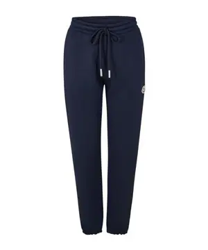 Moncler Elastic Waist Track Pants With Logo Patch - Black