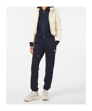 Moncler Elastic Waist Track Pants With Logo Patch - Black