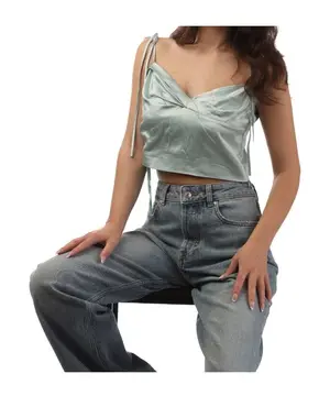 Off-White Blue Camisole Top With Tie Detail