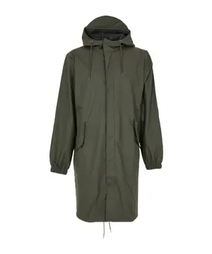 Rains Long-sleeved Hooded Fishtail Parka - Black