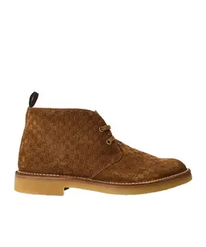 Gucci Logo Embossed Ankle Boots - Brown