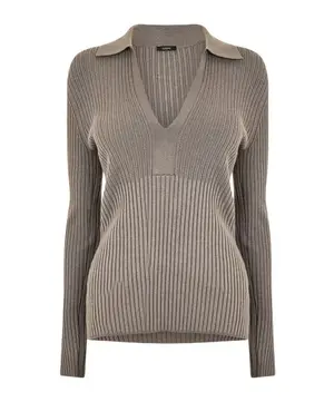 JOSEPH Long-sleeved Ribbed Sweater - Nude