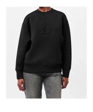 ANINE BING Long Sleeve Crewneck Sweatshirt With Debossed Logo