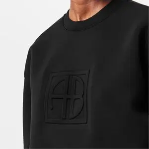 ANINE BING Long Sleeve Crewneck Sweatshirt With Debossed Logo