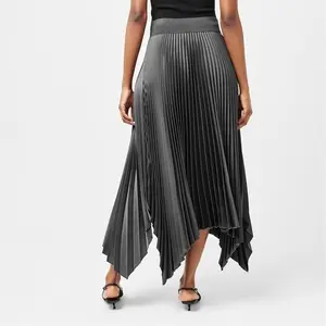 JOSEPH Asymmetrical Hem Pleated Skirt