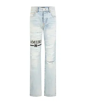 Amiri Distressed Light Wash Straight Leg Jeans