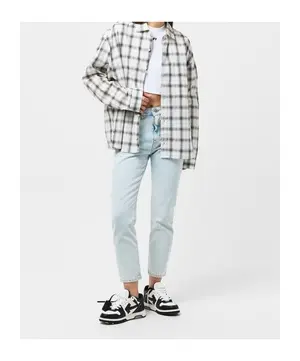 Off-White Straight Leg Cropped Logo Jeans