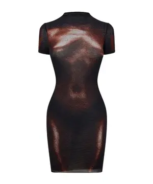 JEAN PAUL GAULTIER Jean Paul Gaultier High Neck Sfumato Mesh Dress Black