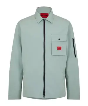 Hugo Boss Hugo Emmond Cotton Long Sleeve Zip Overshirt - Gray