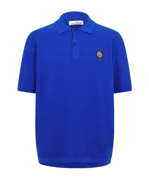 Stone Island Logo Short-sleeved Polo Shirt Blue