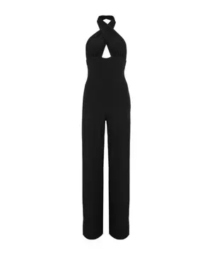 Norma Kamali Halter Neck Wide Leg Jumpsuit - Black
