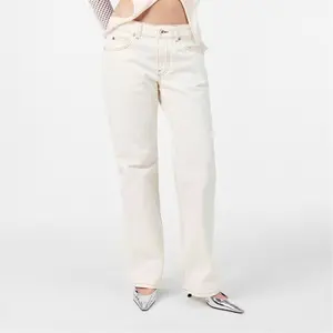 Off-White Straight-leg Jeans With Contrast Stitching