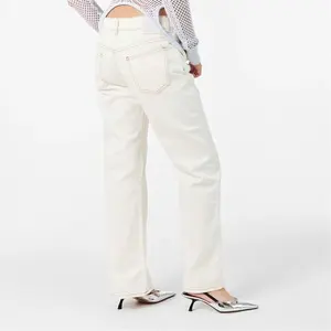 Off-White Straight-leg Jeans With Contrast Stitching