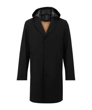 Hugo Boss Long Notch-lapel Coat - Black