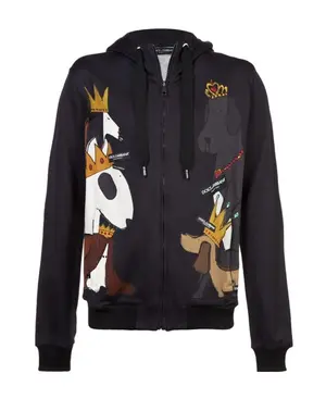 Dolce & Gabbana Dog Print Zip-up Hooded Jacket