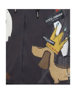 Dolce & Gabbana Dog Print Zip-up Hooded Jacket