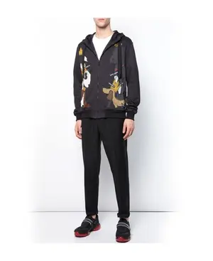 Dolce & Gabbana Dog Print Zip-up Hooded Jacket