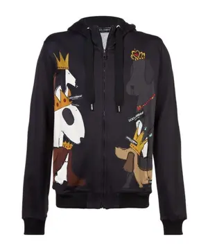 Dolce & Gabbana Dog Print Zip-up Hooded Jacket