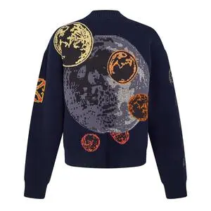 Off-White Multicolor Letter And Planet Jacquard Knit Cardigan