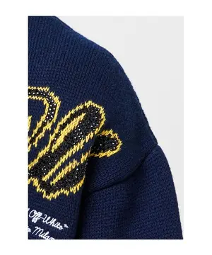 Off-White Multicolor Letter And Planet Jacquard Knit Cardigan