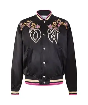 Off-White Printed Casual Jacket With Stand-up Collar