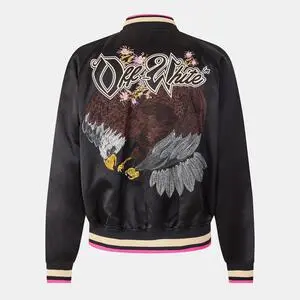 Off-White Printed Casual Jacket With Stand-up Collar