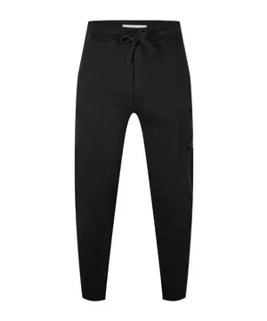 Stone Island Logo Cotton Lightweight Fleece Joggers - Black