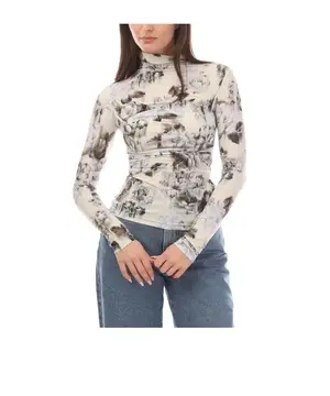 Off-White Skin Twist Long Sleeve Top - Grey