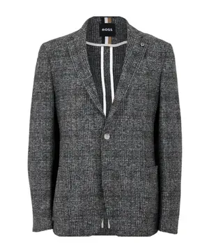 Hugo Boss Heather Grey Check Blazer - Black