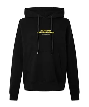Off-White Cotton Printed Hoodie - Black