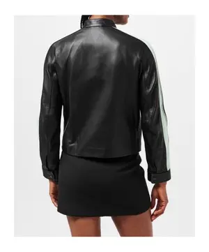 Casablanca Logo Zip-up Leather Jacket