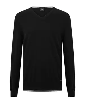 Hugo Boss V-neck Long-sleeve Knit Sweater - Black