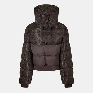 Fendi Cropped Monogram Print Puffer Jacket