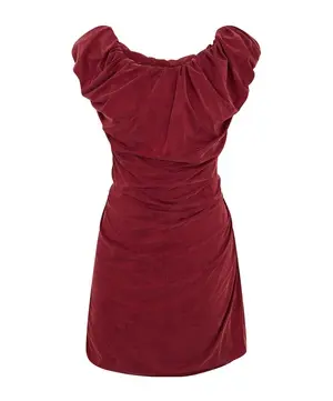 VIVIENNE WESTWOOD Ruched Velvet Off-the-shoulder Mini Dress