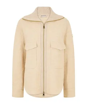 Moncler Zip-up Textured Casual Jacket - Nude