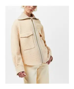 Moncler Zip-up Textured Casual Jacket - Nude