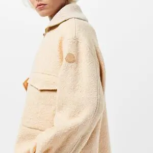 Moncler Zip-up Textured Casual Jacket - Nude