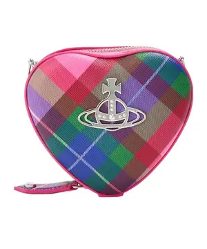VIVIENNE WESTWOOD Candy Plaid Fashion Heart Shoulder Bag - Red