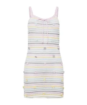 Casablanca Strap Strip Dress - White