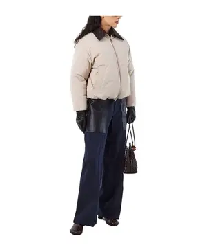 Bottega Veneta Padded Jacket With Woven Leather Collar