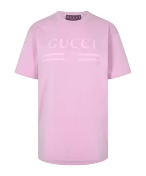Gucci Logo Print Crewneck T-shirt - Pink