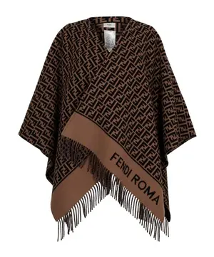Fendi Monogram Wool-blend Poncho