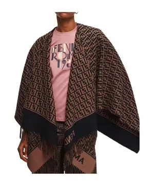 Fendi Monogram Wool-blend Poncho