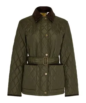 Burberry Diamond-quilted Jacket With Belt