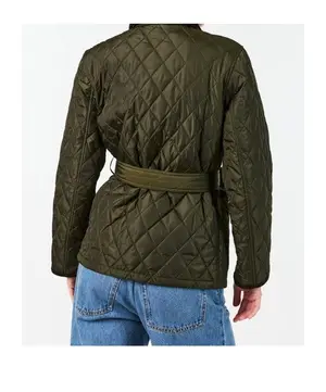 Burberry Diamond-quilted Jacket With Belt