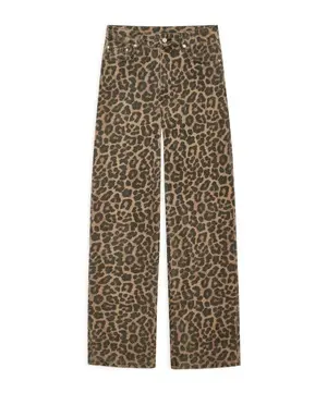 ANINE BING Leopard Print Wide Leg Pants
