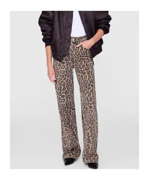 ANINE BING Leopard Print Wide Leg Pants