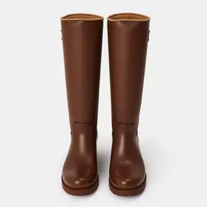 Max Mara Monogram Embossed Knee-high Leather Boots